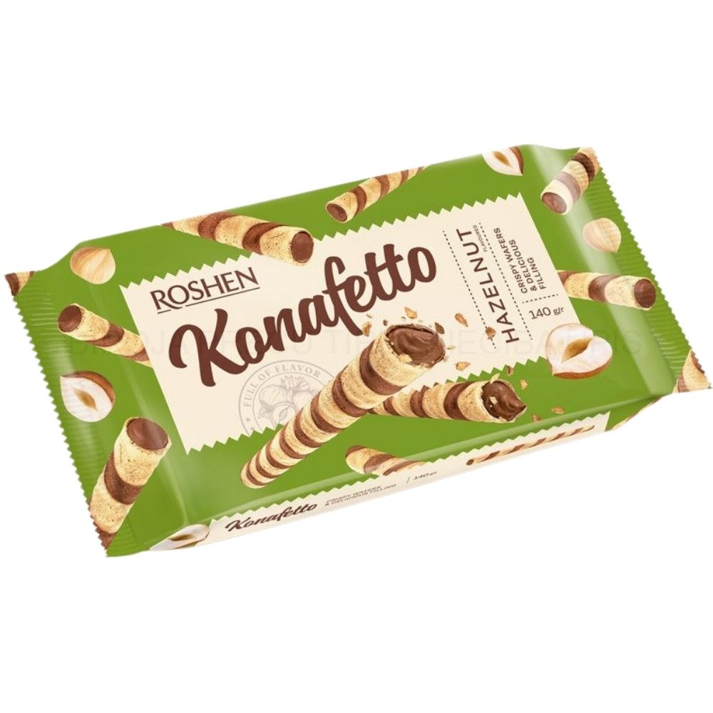 Roshen Konafetto Wafer Rolls with Chocolate Hazelnut Cream 140g ...